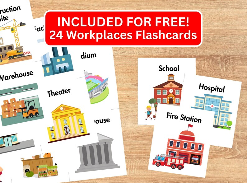 Professions Printable Flashcards for Kids Real Photo Jobs 3 Part Flash ...