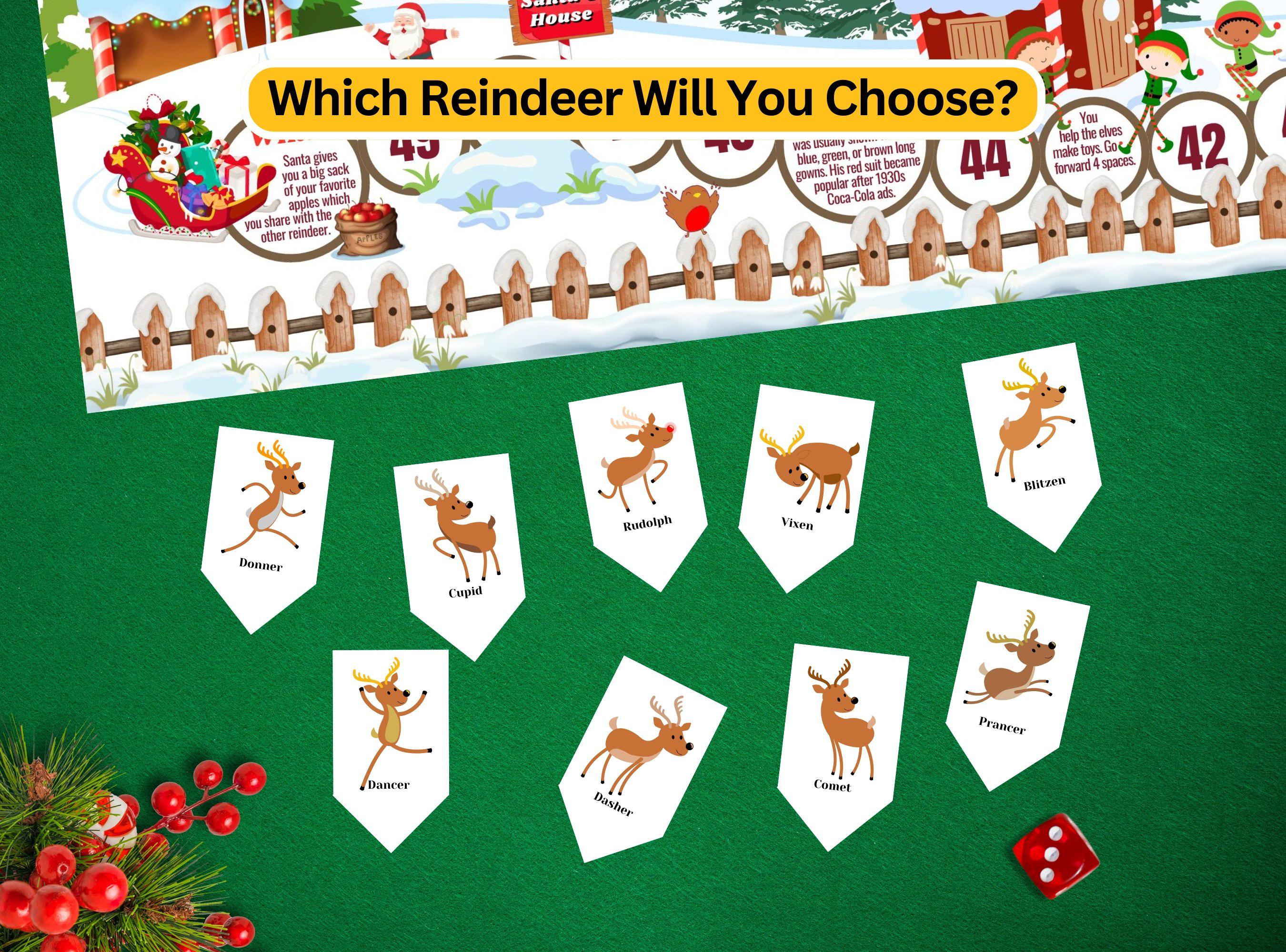 Christmas Game Printable for Kids - Santa’s Reindeer Race Board Game ...