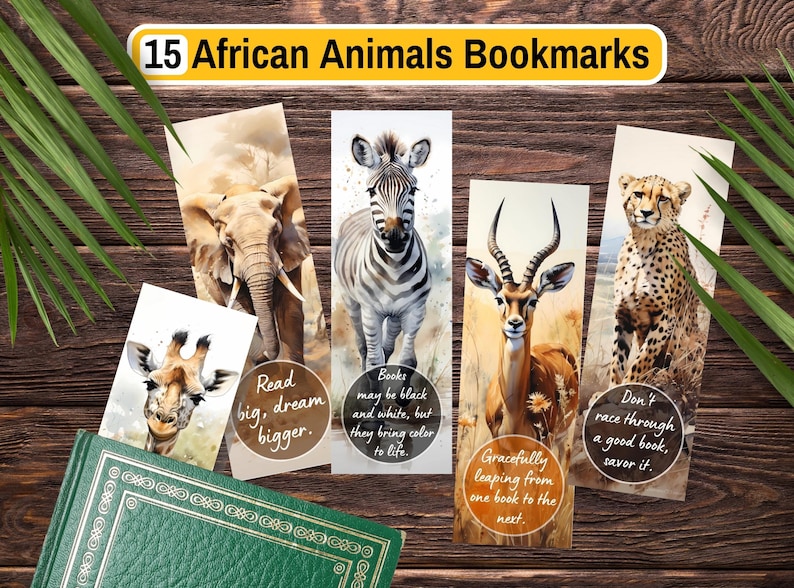 Printable Bookmarks African Animals Bundle 15 Beautiful - Etsy