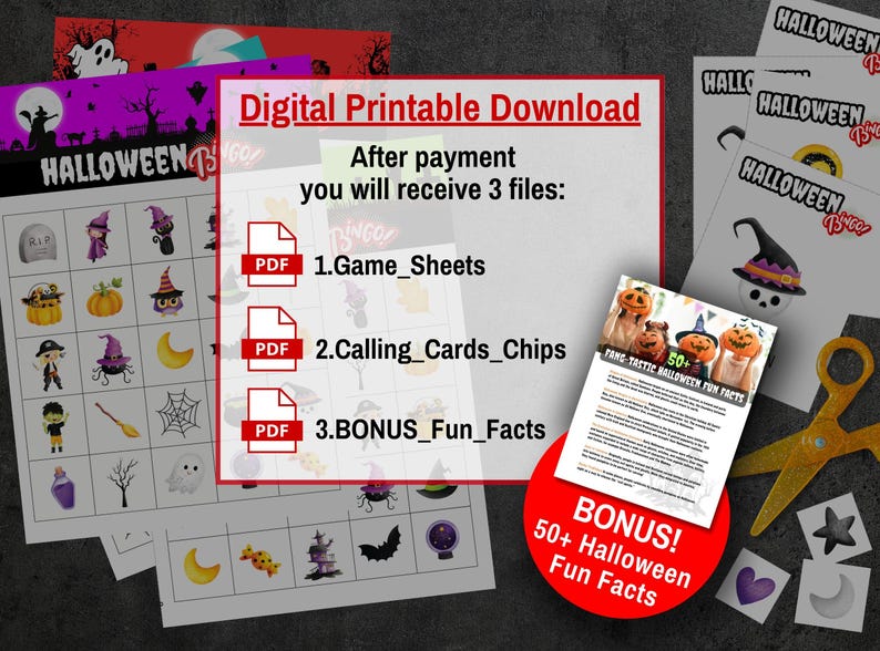 Halloween Bingo Game – 30 Printable Cards, Kids Party Activity (PDF) - Etsy