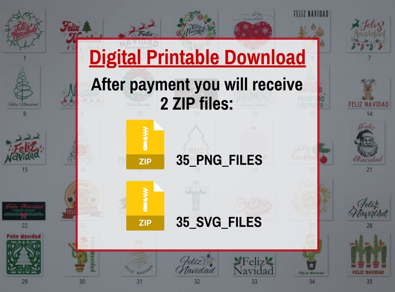 Feliz Navidad SVG PNG Bundle: Spanish Christmas Graphics (35 Designs ...