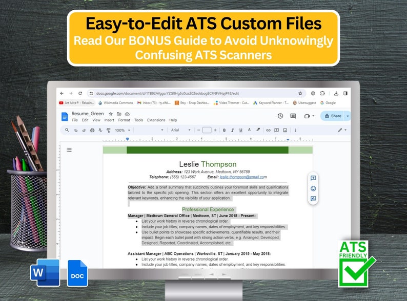 Resume CV ATS Friendly Template Easy Google Docs & Word Formats Classic ...