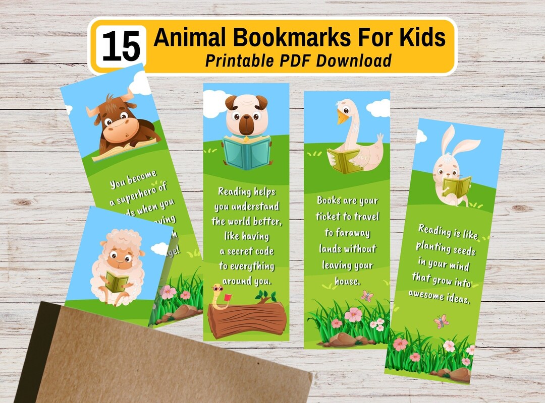 Bookmarks for Kids - 15 Printable Book Markers of Cute Animals Reading ...