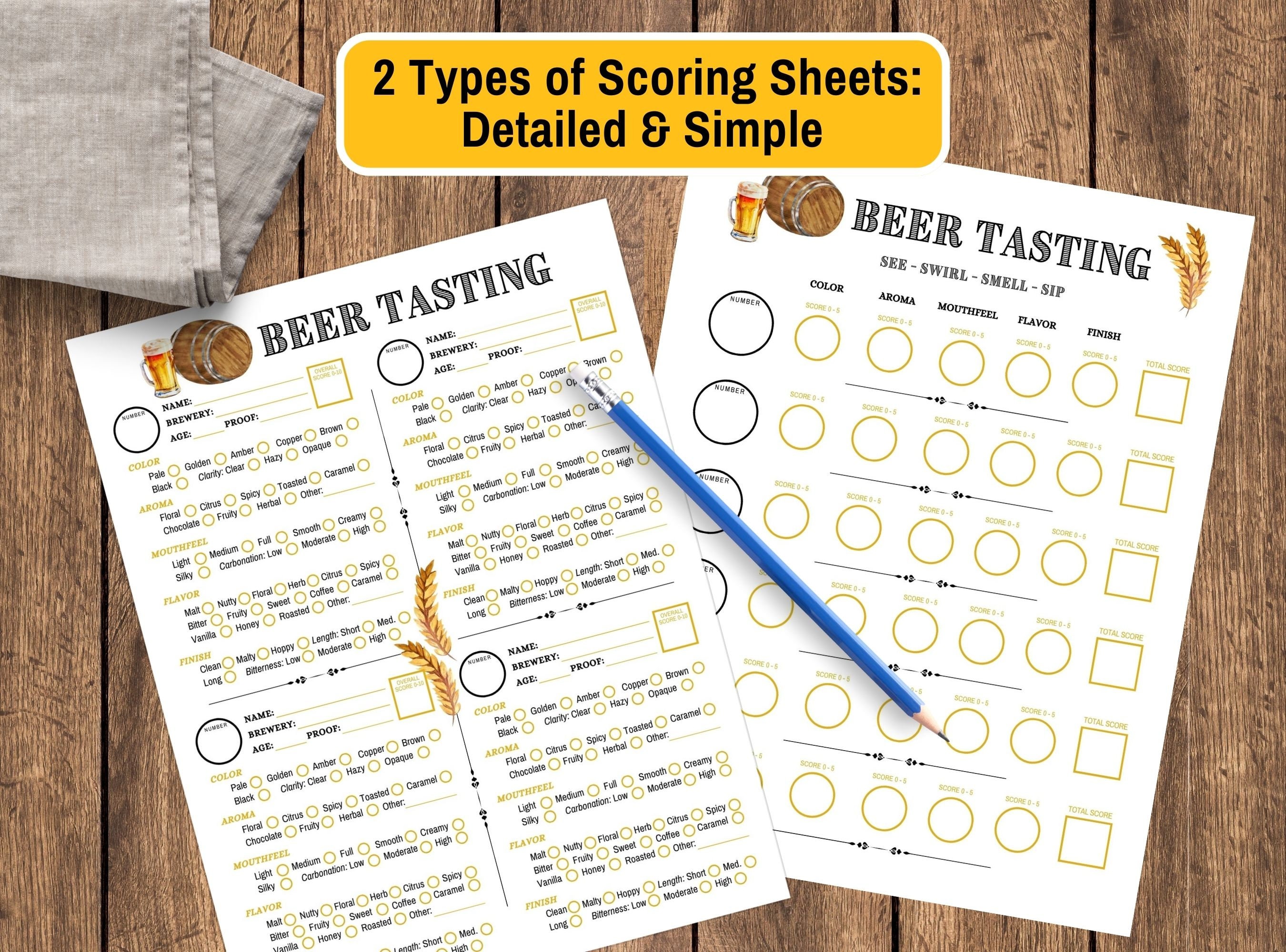 Beer Tasting Kit Printable - Bundle Includes Score Cards, Sheets, Notes ...