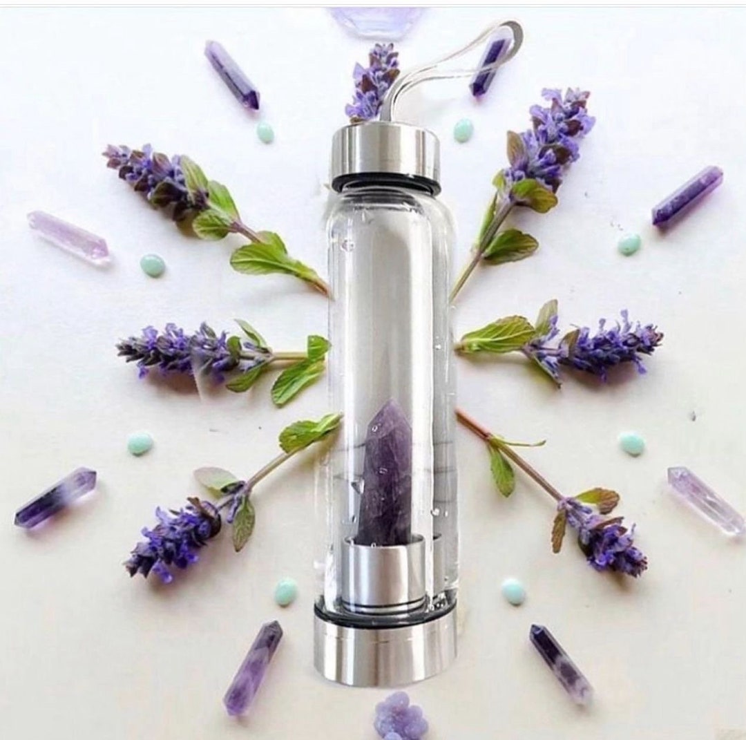 Crystal Elixir: Glass Water Bottle Infused With the Energy of Natural ...