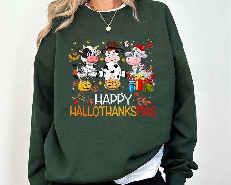 Bundle Happy Hallothanksmas Cow Png, Hallothanksmas Png, Halloween Png ...