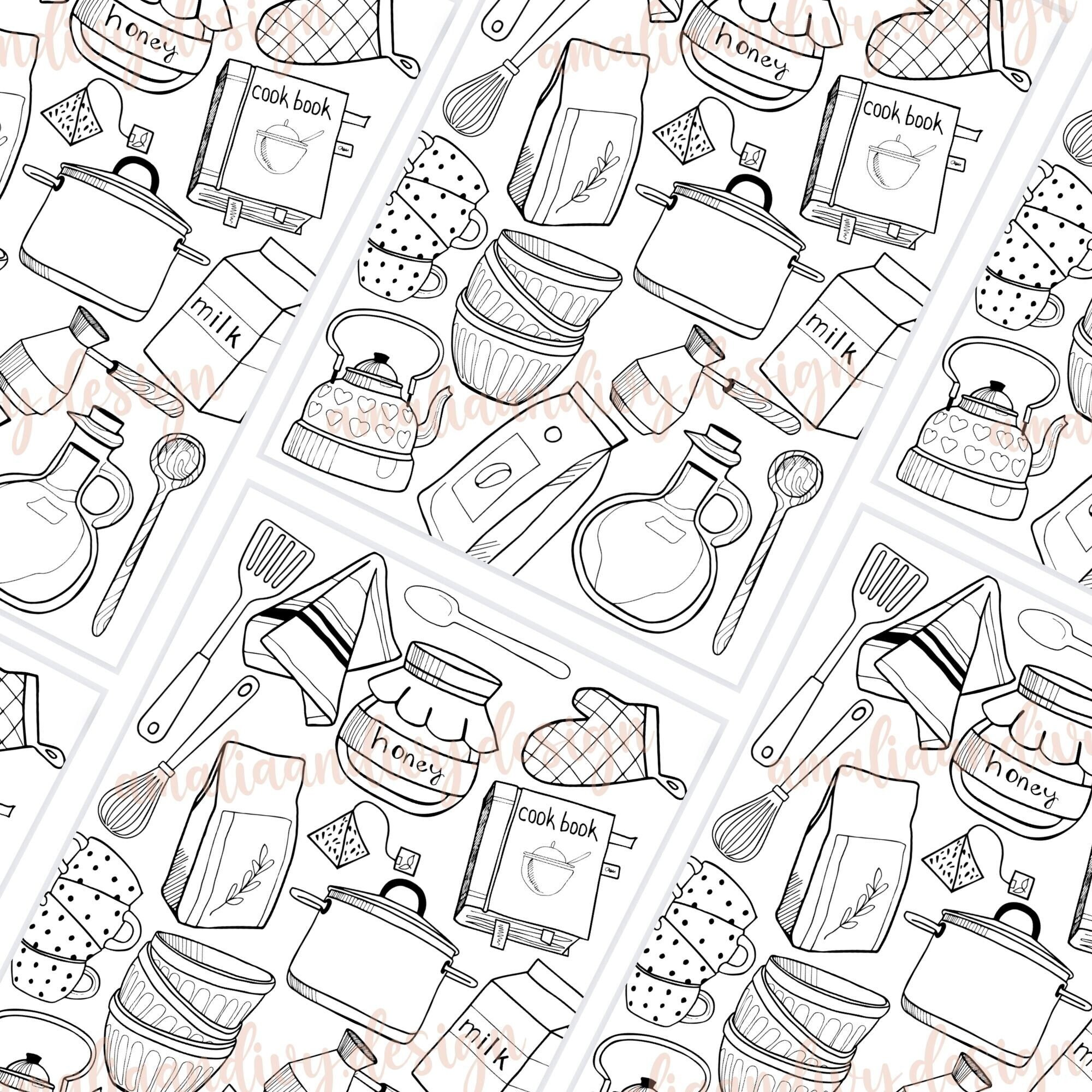 1 Printable Kitchen Items Coloring Page, Children Coloring, Children ...