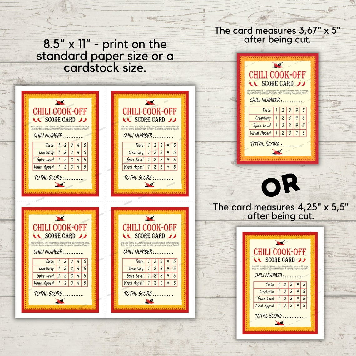 Printable Chili Cook off Score Cards, Chili Scoreboard Labels, Chili ...