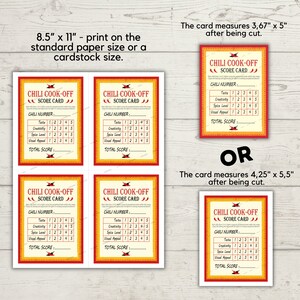 Printable Chili Cook off Score Cards, Chili Scoreboard Labels, Chili ...