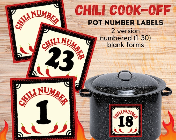 Printable Chili Cook-off Crockpot Number Cards, Chili Cook off ...