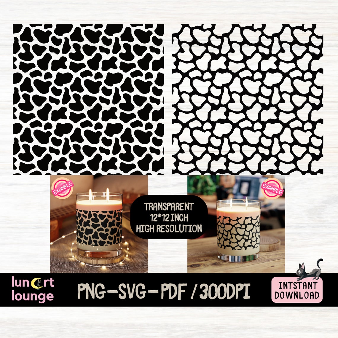 2 Transparent Seamless Cow Pattern, Animal Prints Patterns, Leopard ...