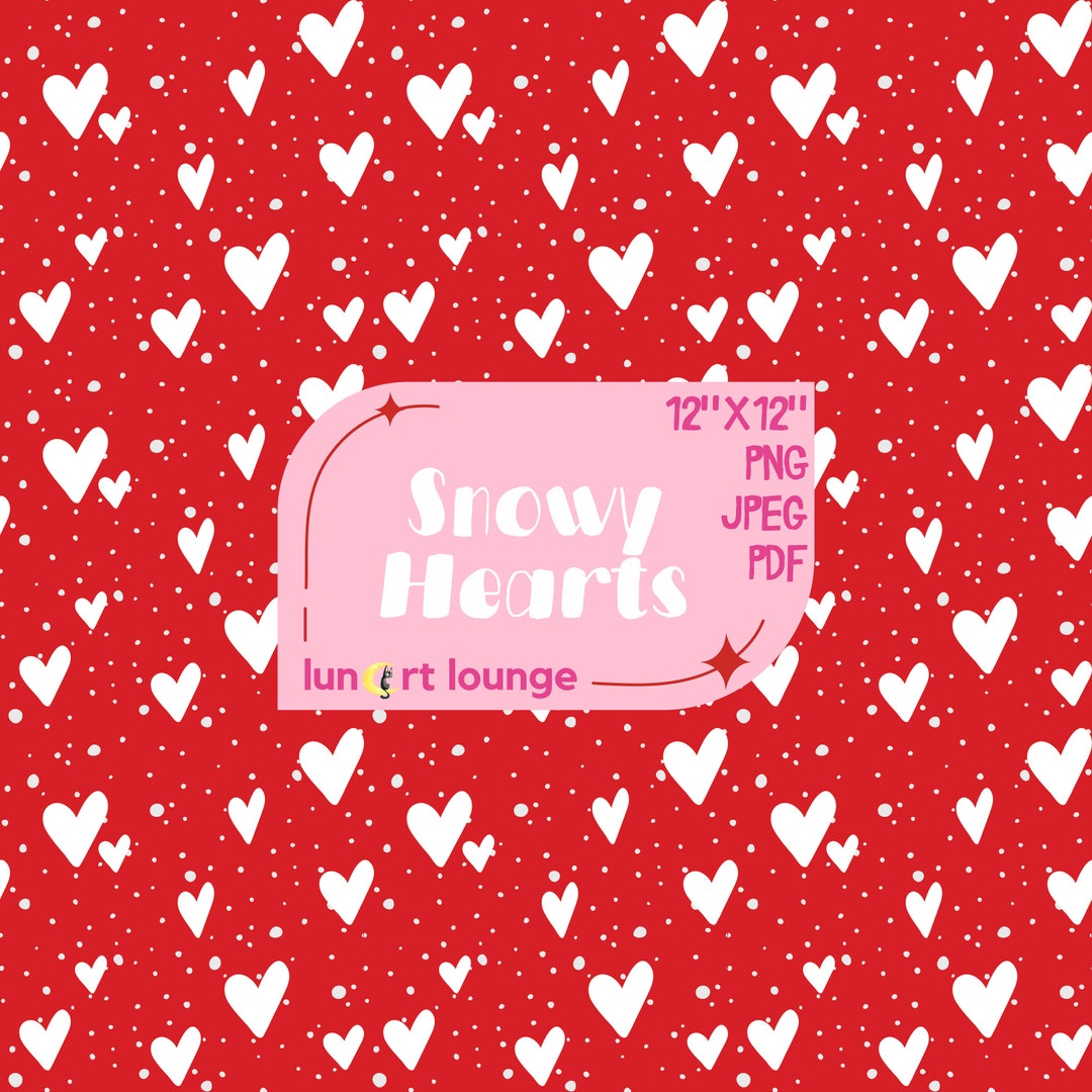 Retro Valentines Seamless Digital Paper, Snowy Hearts Seamless Png ...
