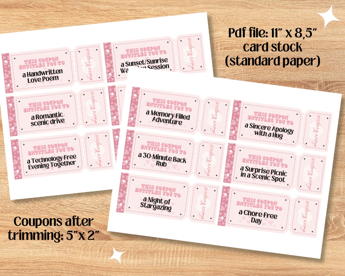 24 Love Coupons Printable, Editable Love Coupon Book,romantic Love ...