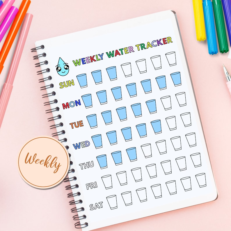 Water Tracker Weekly, Printable Weekly Daily Tracker, Health Tracker ...