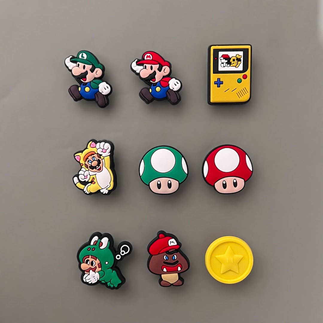 Set of 9 Mario Clog Charms Gamer Gaming Shoe Charms Frog Mushroom Coin ...