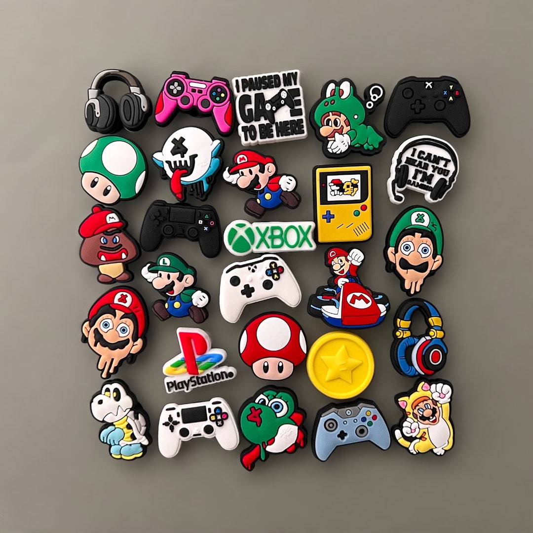 Gaming Console Cartoon Clogs Charms Mario Luigi Mushroom Gamer Shoe ...