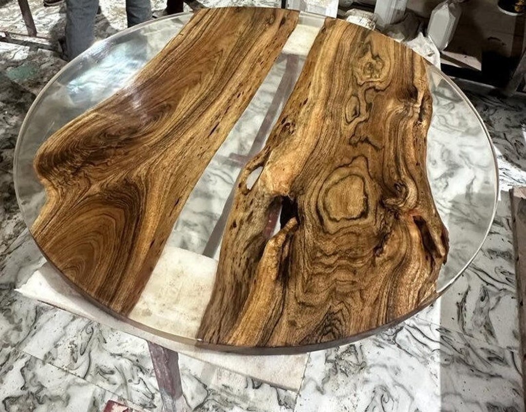 Epoxy Resin Table / Round Wooden Epoxy Office Table Handmade / Unique ...