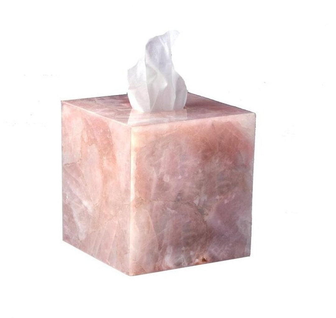 Rose Quartz Tissue Box, Handmade Bathroom Vanity Tissue Box Home Decor ...