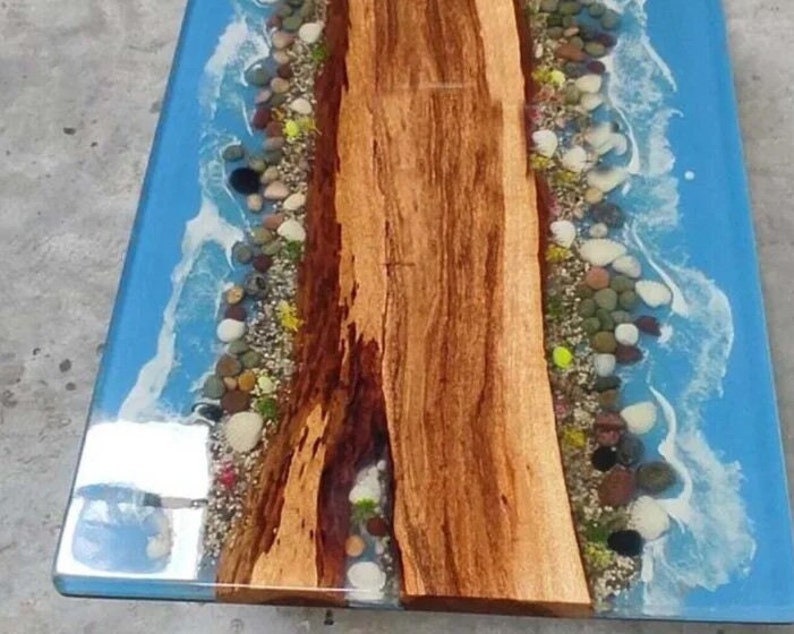 Blue Epoxy Ocean Wave Dining Table, Resin River Tops, Office Meeting ...