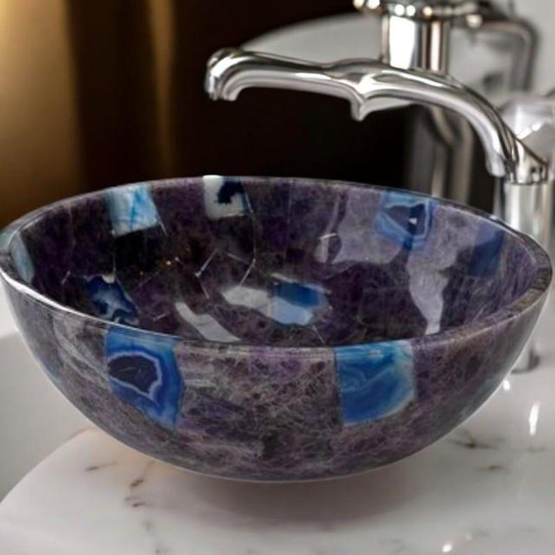 Amethyst Geode Sink / Handmade Vanity Countertop Wash Basin / Kitchen ...