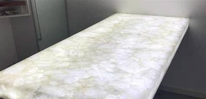 Custom White Quartz Stone Tabletop - Unique Rectangle Stone Table ...