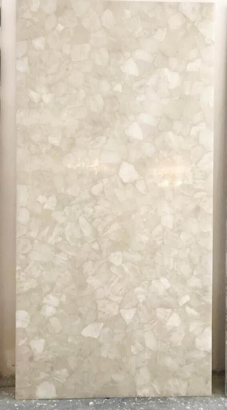 Custom White Quartz Stone Tabletop - Unique Rectangle Stone Table ...