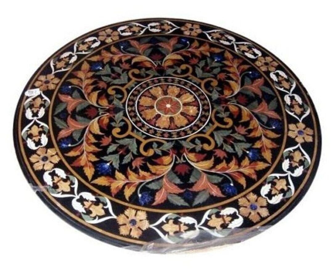 Marble Dining Table Top / Round Marble Center Table Top Handmade Semi ...