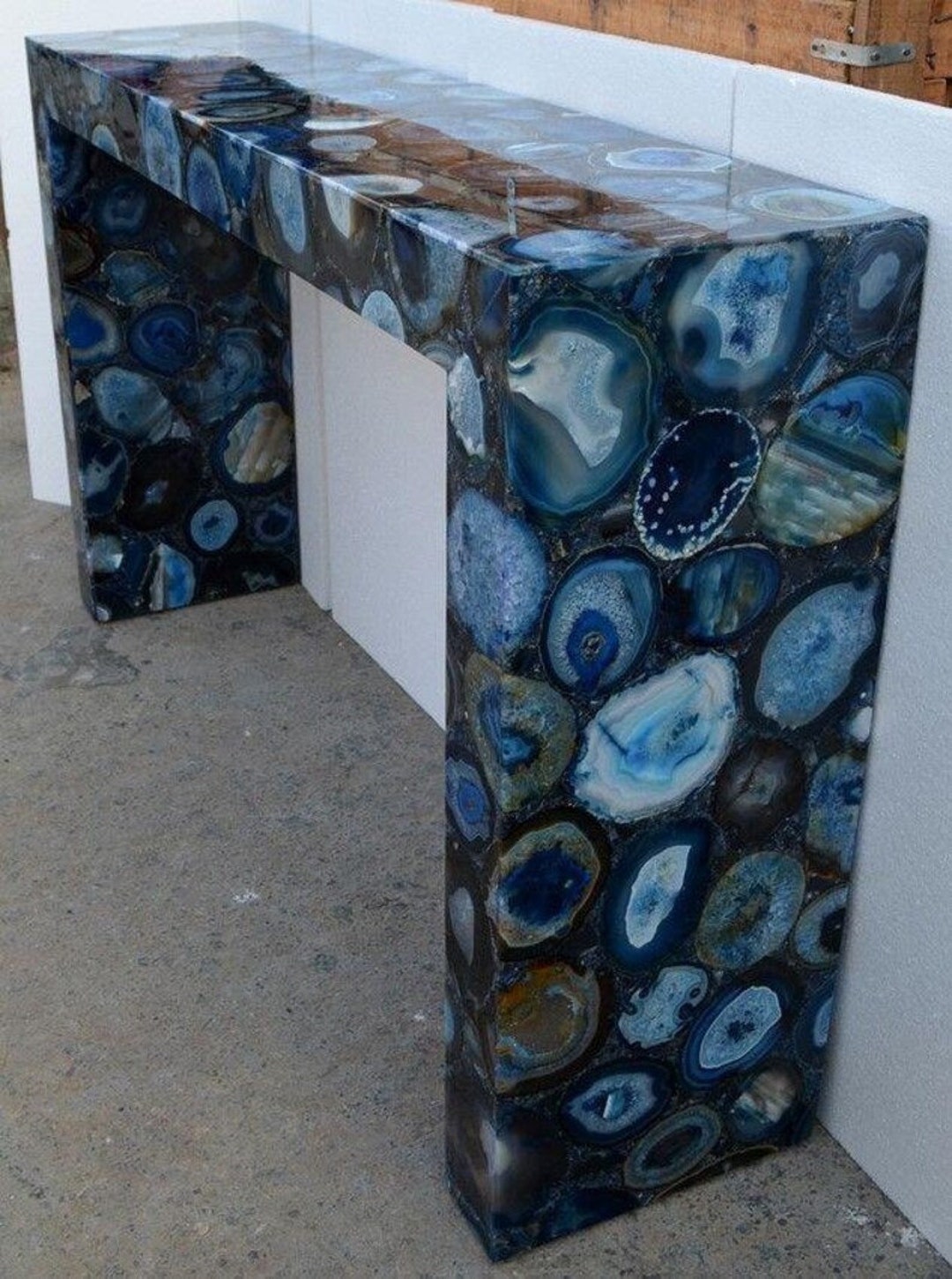 Blue Agate Console Table / Counter Table Top Handmade Natural Stones ...