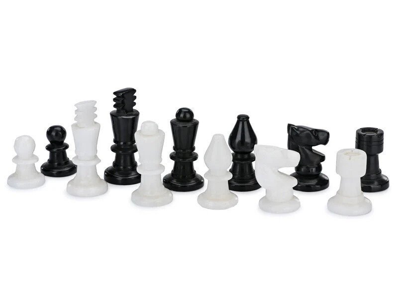 Black Marble Stone Inlay Chess Board With Chess Pieces,marble Chess ...