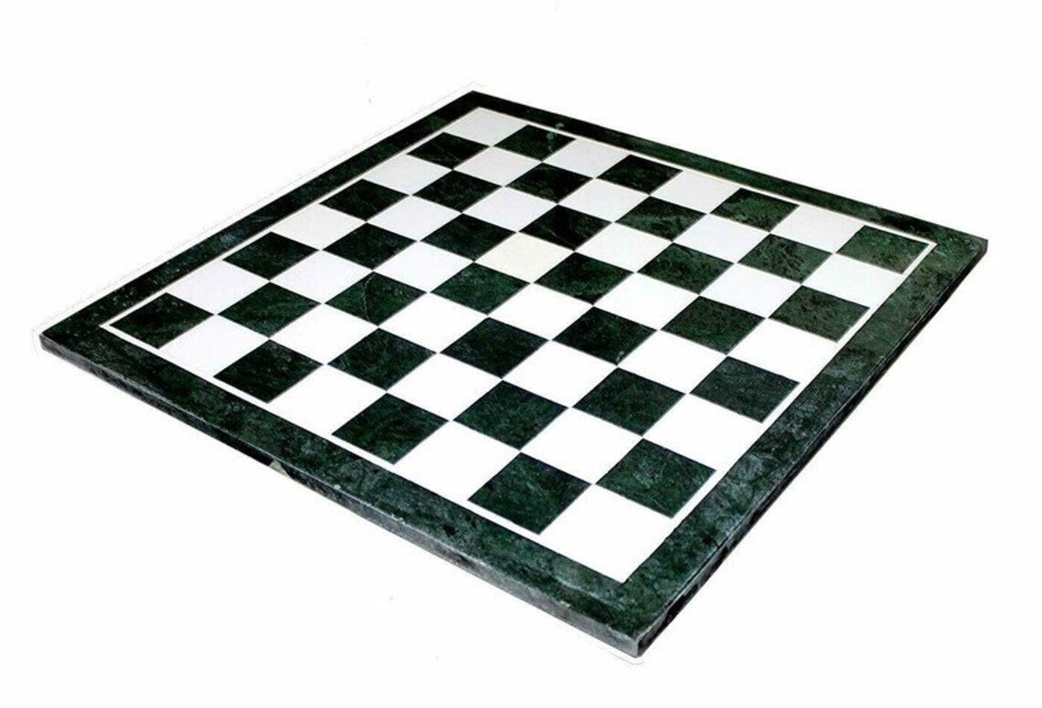 18" Green Marble Chess Board / Marble Handmade Chess Table Top for Home ...