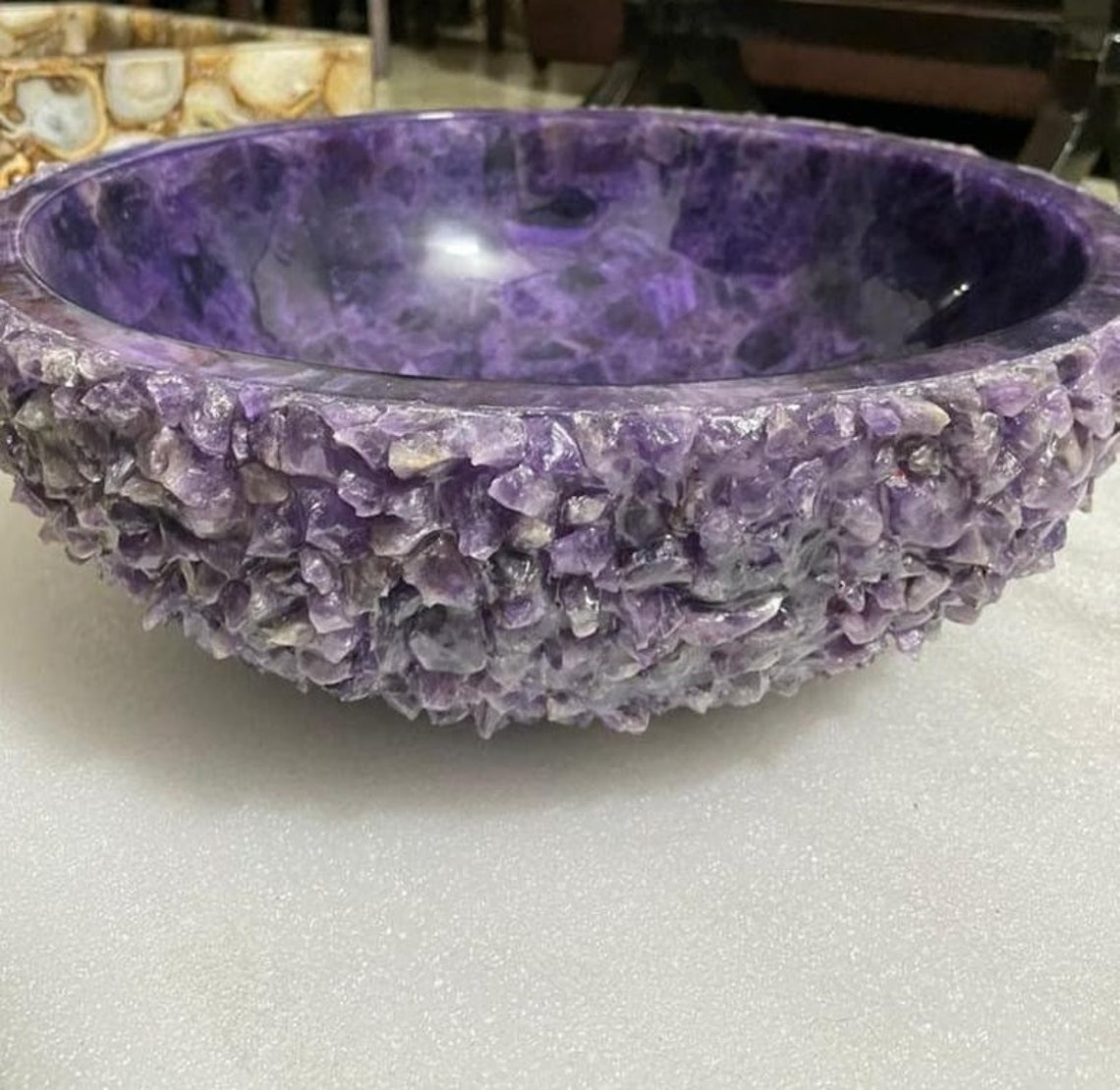 Amethyst Wash Basin / Amethyst Stones Counter Top Sink / Round Wash ...