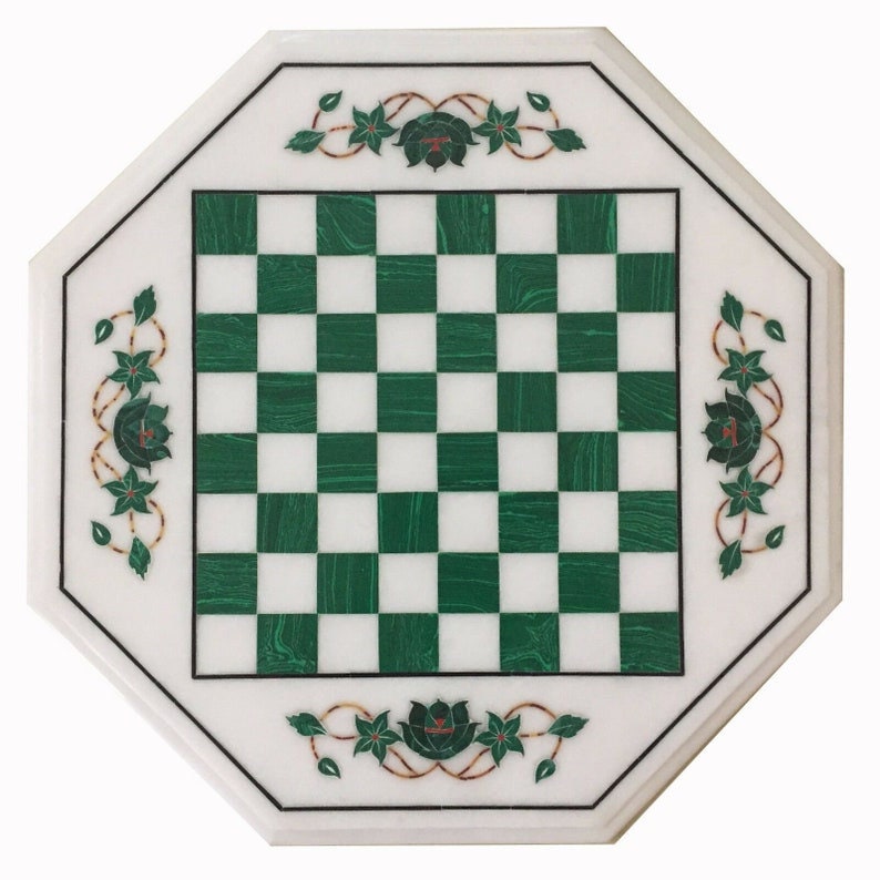 Marble Chess Game Table Top Semi Precious Stones Inlay Handmade Work ...
