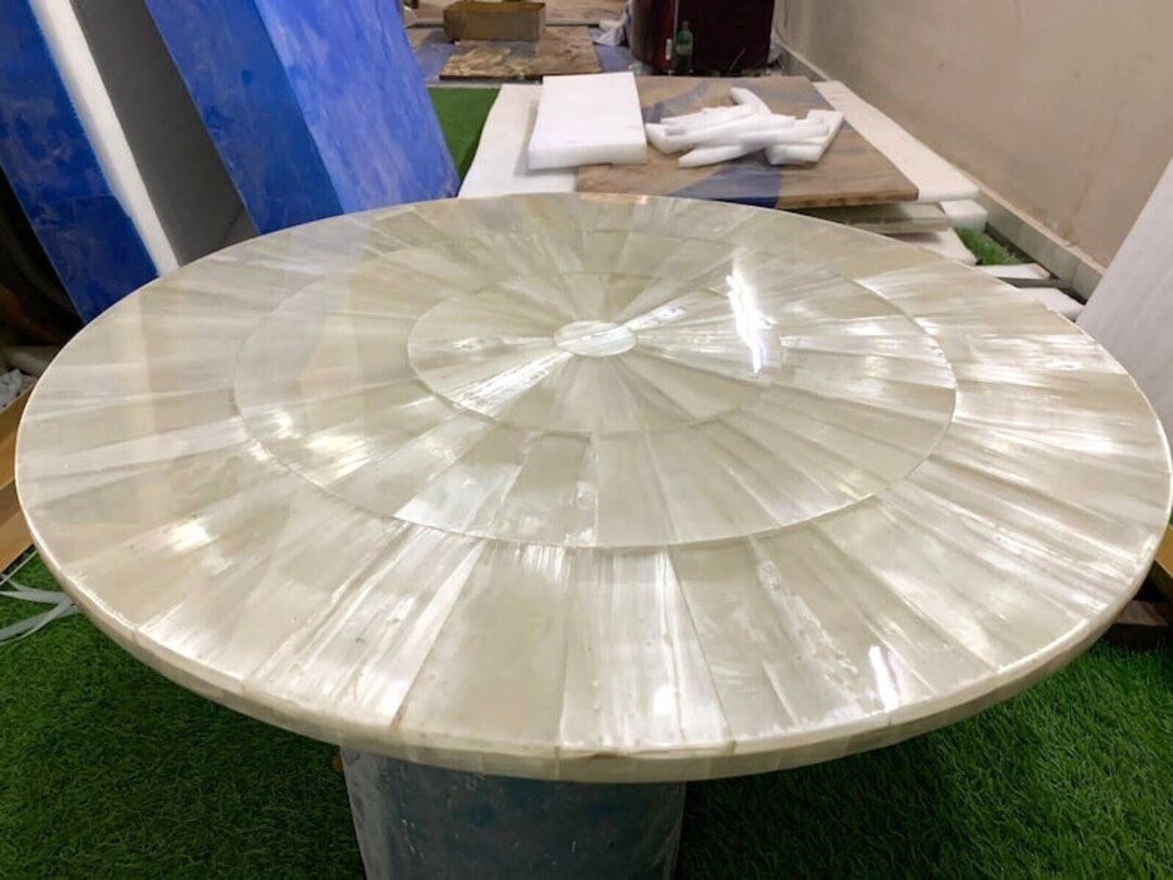 Selenite Round Coffee Table Top/center Table Top / Selenite Gem Stones ...