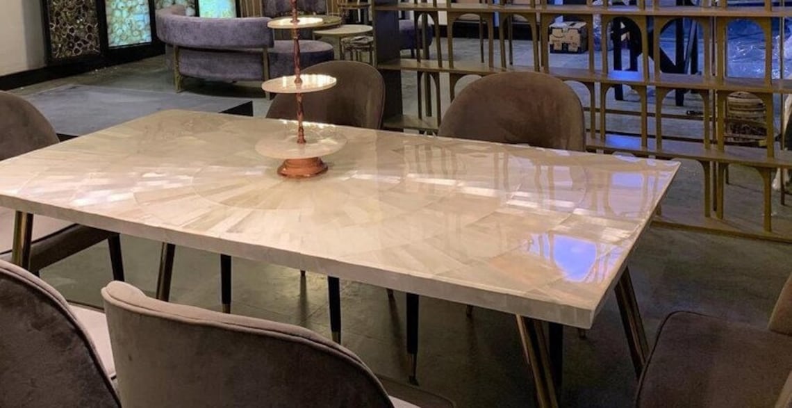 Selenite Dining Table Made in Luxury Selenite Gem Stone Home Office ...