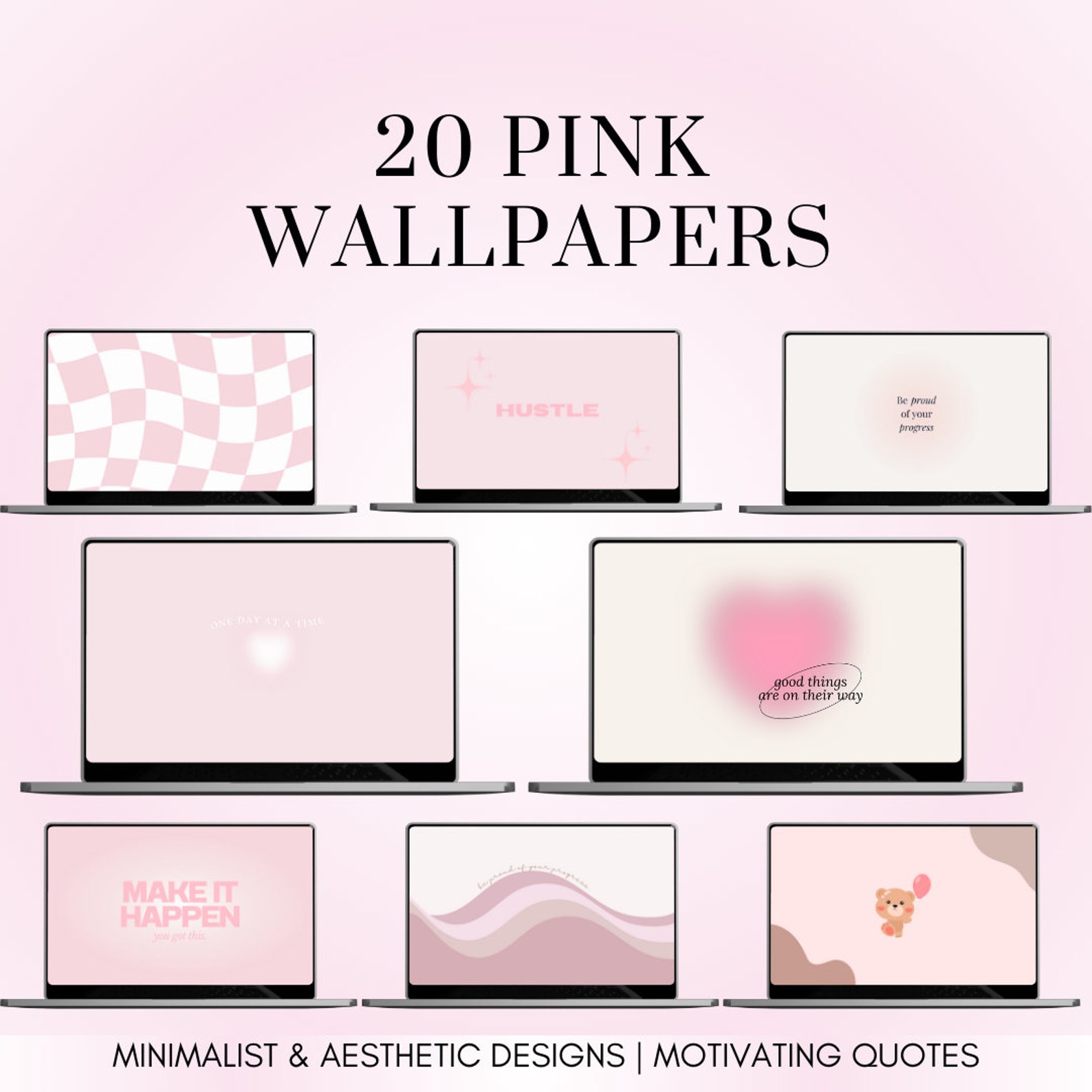 20 Pink Theme Aesthetic Desktop Wallpaper | Motivation Quotes Desktop ...