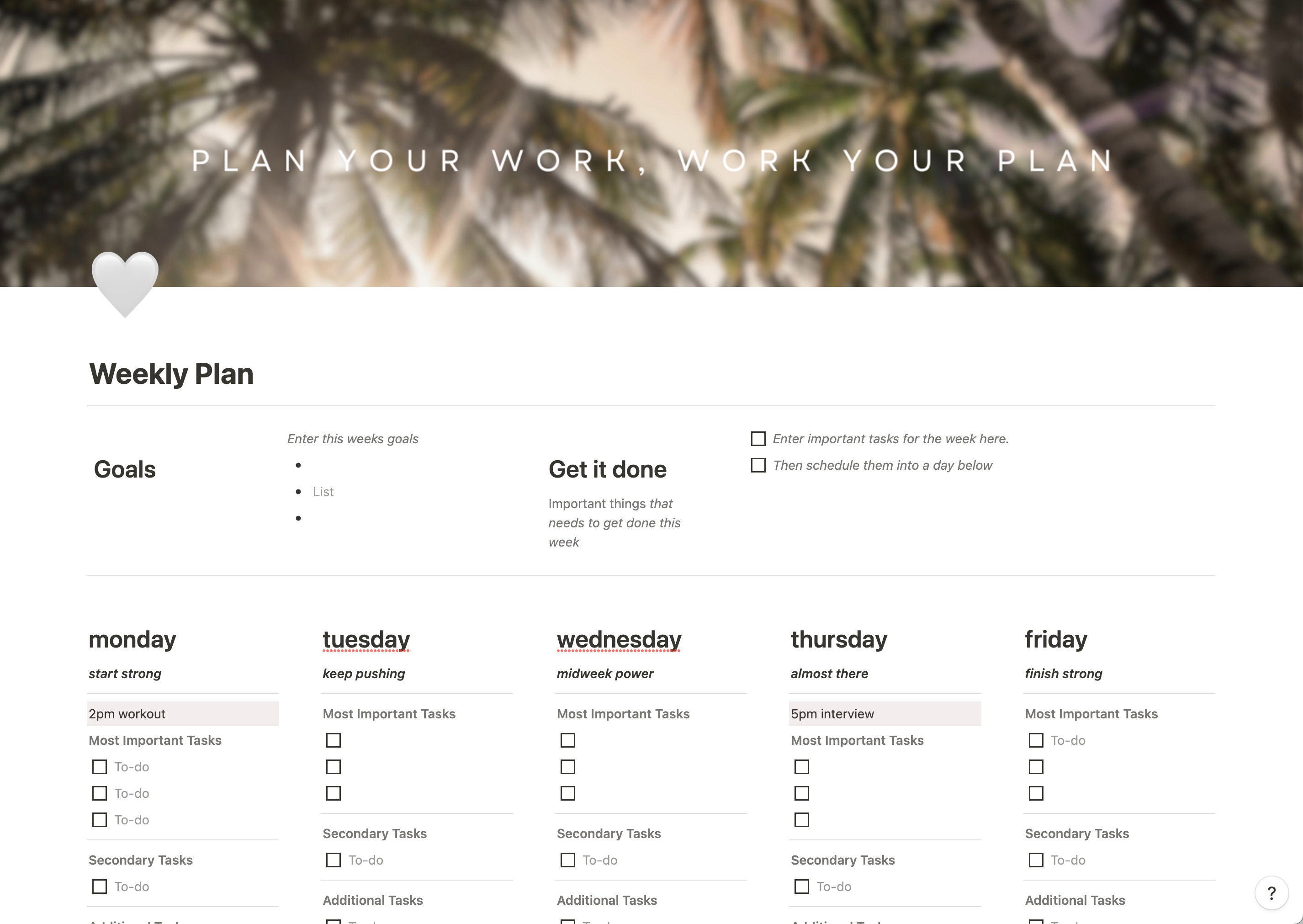 Simple Weekly Planner Notion Template, To-do List Everyday Planner - Etsy