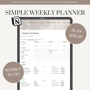 Simple Weekly Planner Notion Template - Etsy