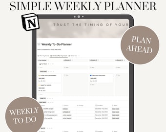 Notion Simple Weekly to Do List Notion Digital Planner Notion Template Daily Weekly Checklist ...