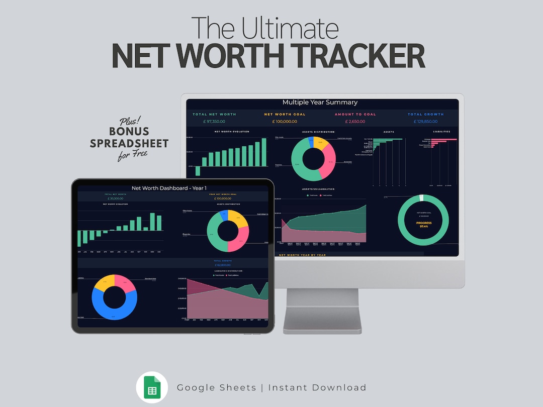 Net Worth Tracker Spreadsheet, Net Worth Calculator, Personal Finance ...