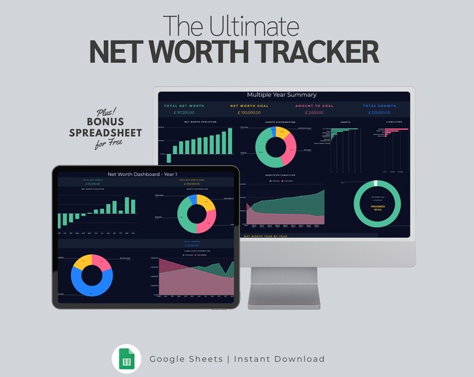 Net Worth Tracker Spreadsheet, Net Worth Calculator, Personal Finance ...