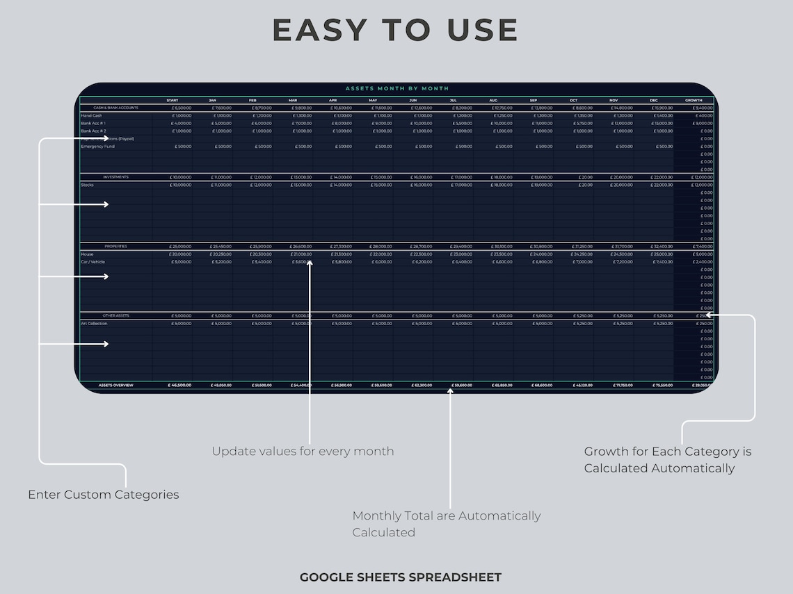 Net Worth Tracker Spreadsheet, Net Worth Calculator, Personal Finance ...