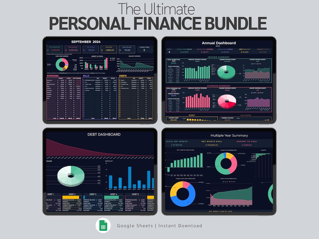 Ultimate Personal Finance Bundle | Annual Budget Spreadsheet Planner ...