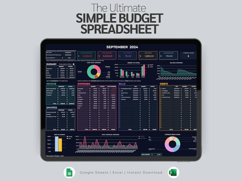 Simple Budget Planner Spreadsheet | Monthly Paycheck Budget | Google ...