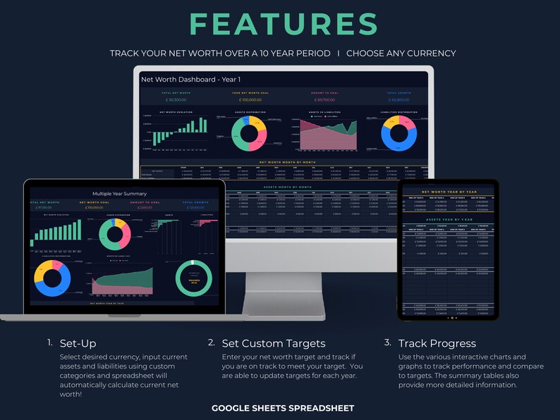 Net Worth Tracker Spreadsheet, Net Worth Calculator, Personal Finance ...