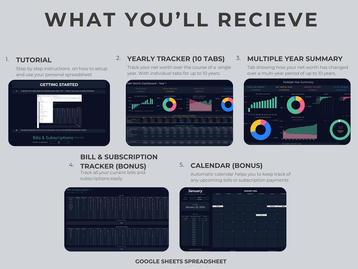 Net Worth Tracker Spreadsheet, Net Worth Calculator, Personal Finance ...