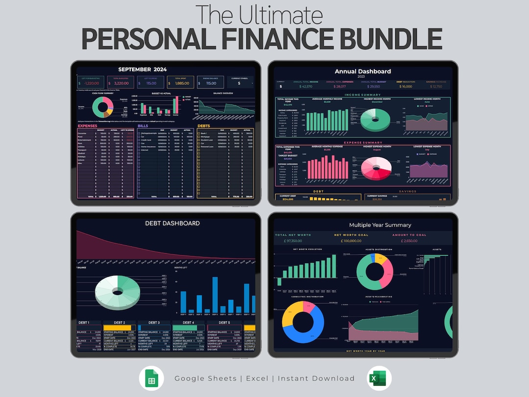 Ultimate Personal Finance Bundle | Annual Budget Spreadsheet Planner ...