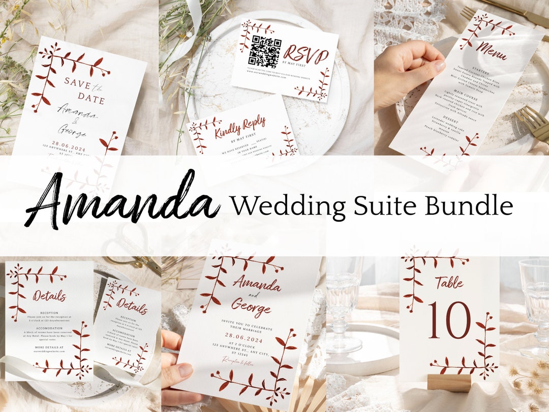 Autumnal Wedding Invite Suite Template, Rustic Wedding Suite Template ...