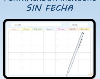 Planner mensual imprimible o digital. Calendario de trabajo sin fechas ...