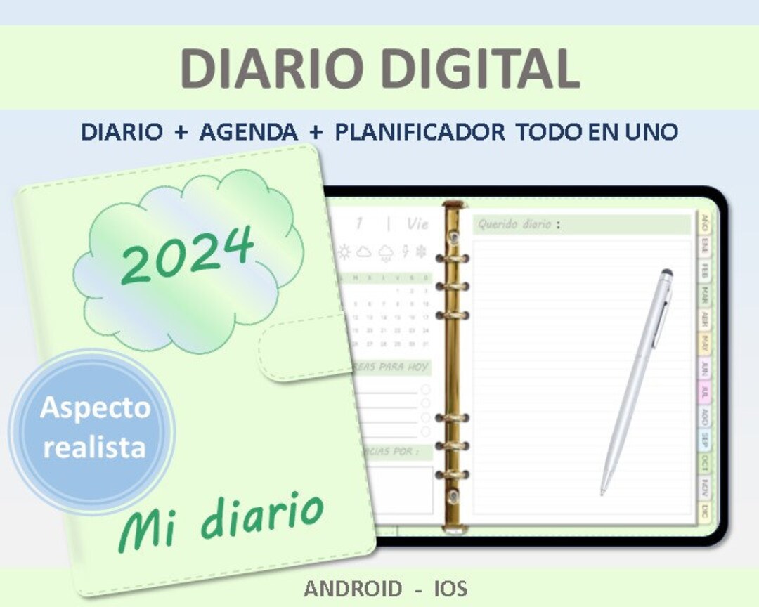 Digital Diary 2024 and Productivity Diary in Spanish - Etsy