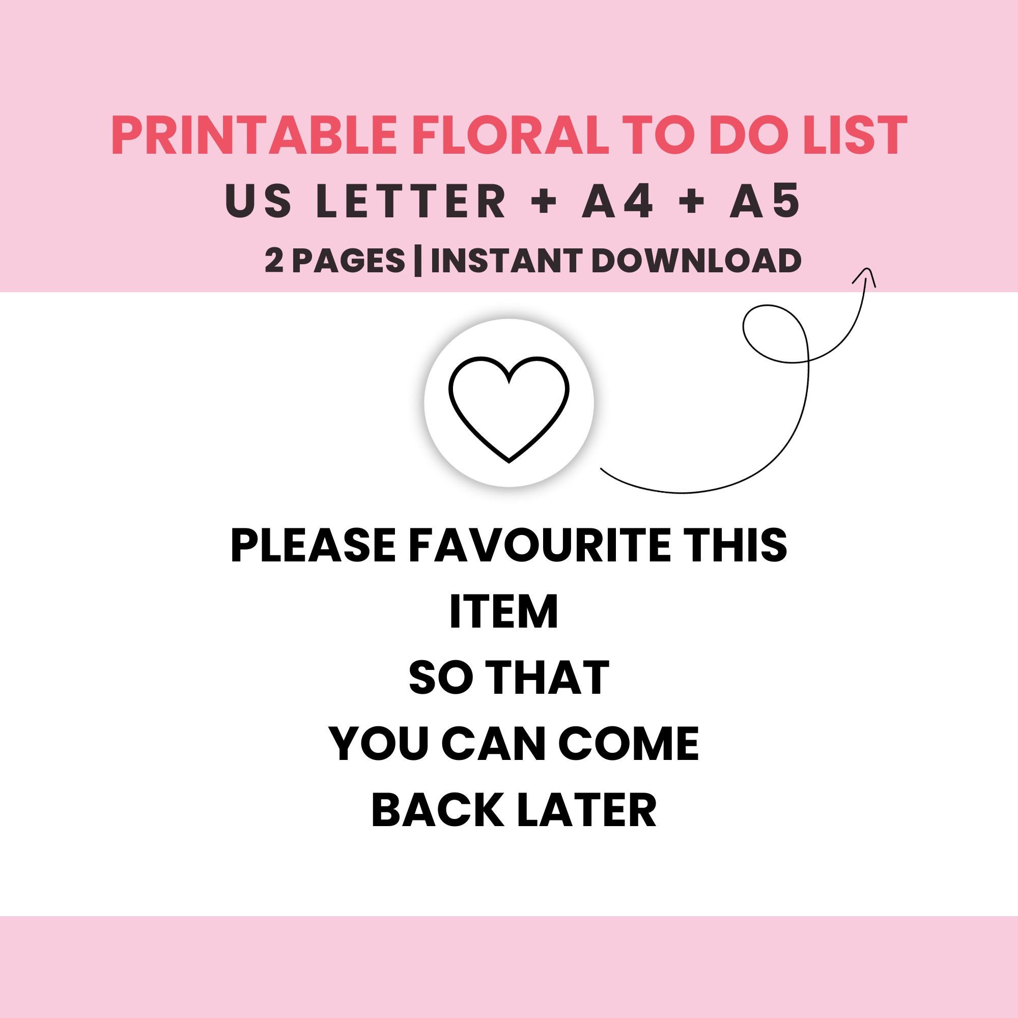Printable To-do List With Floral Background Daily Floral - Etsy